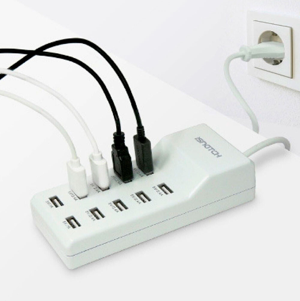 Caricatore USB 10 Porte 50W: potenza e organizzazione | Pile, cavi e ...